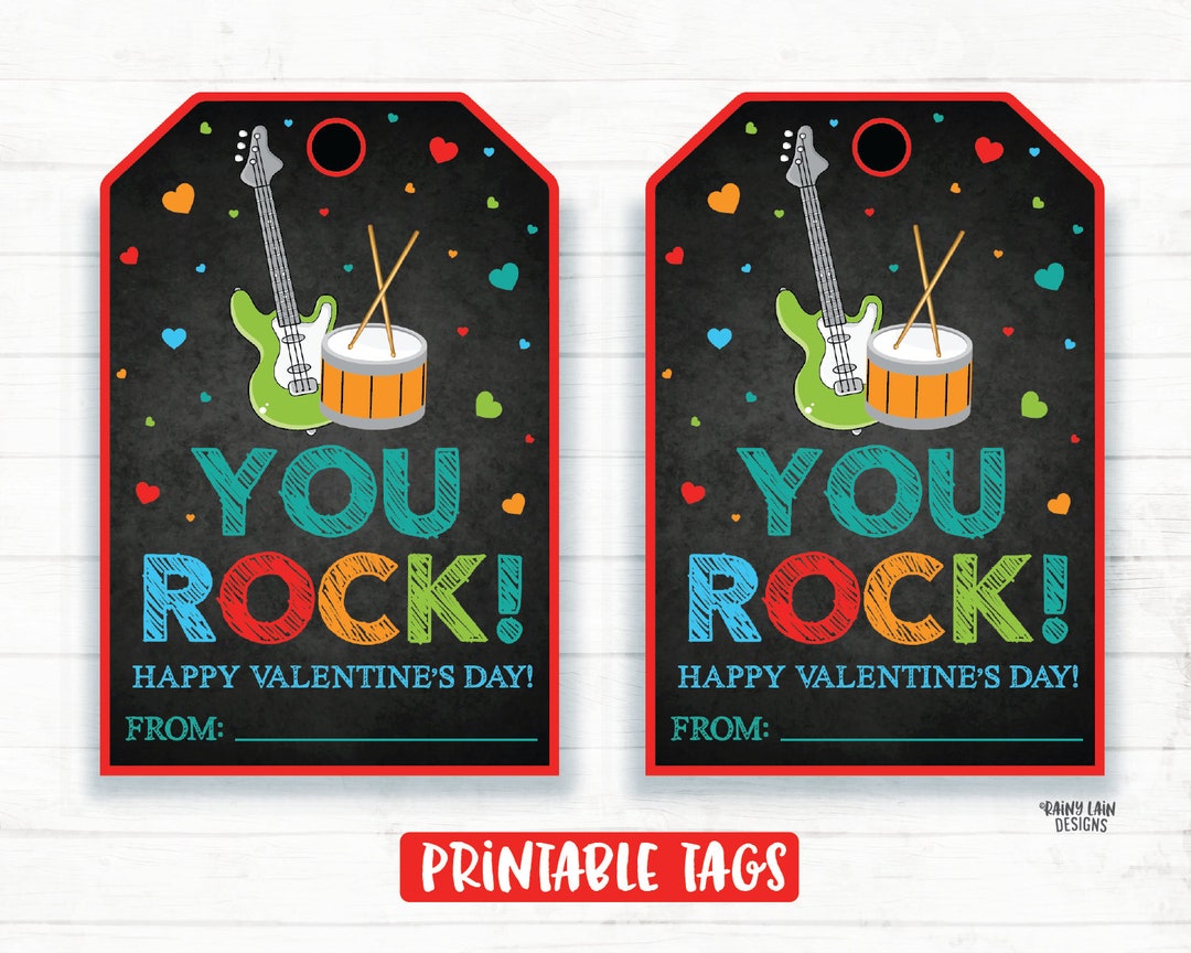 You Rock Valentine, Rocks Valentine, Pop, Guitar, Drum, Chalkboard ...