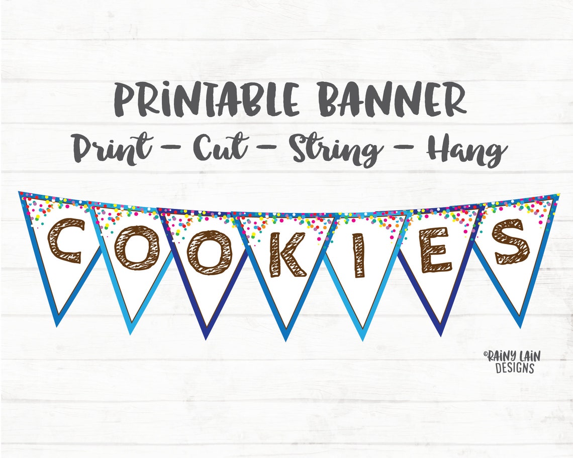 Cookies Banner Cookies Printable Banner Cookie Booth Banner - Etsy