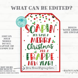 Soapin You a Merry Christmas and a Frappe New Year Tags Holiday Soap ...