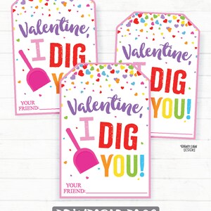 I Dig You Valentine Tag, Shovel Valentine, Dig Valentine, Preschool ...