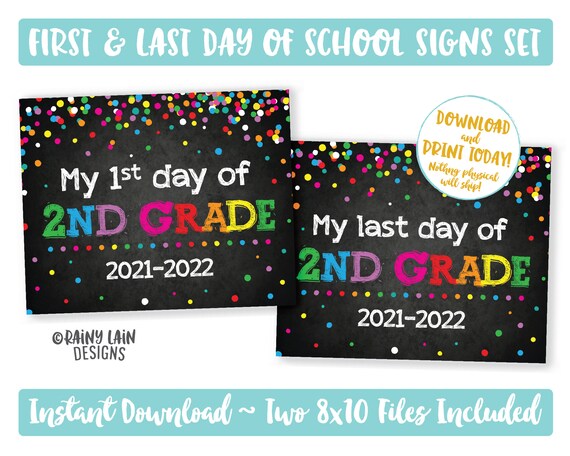 First and Last Day of 2nd Grade Sign Set Second Grade Back to | Etsy