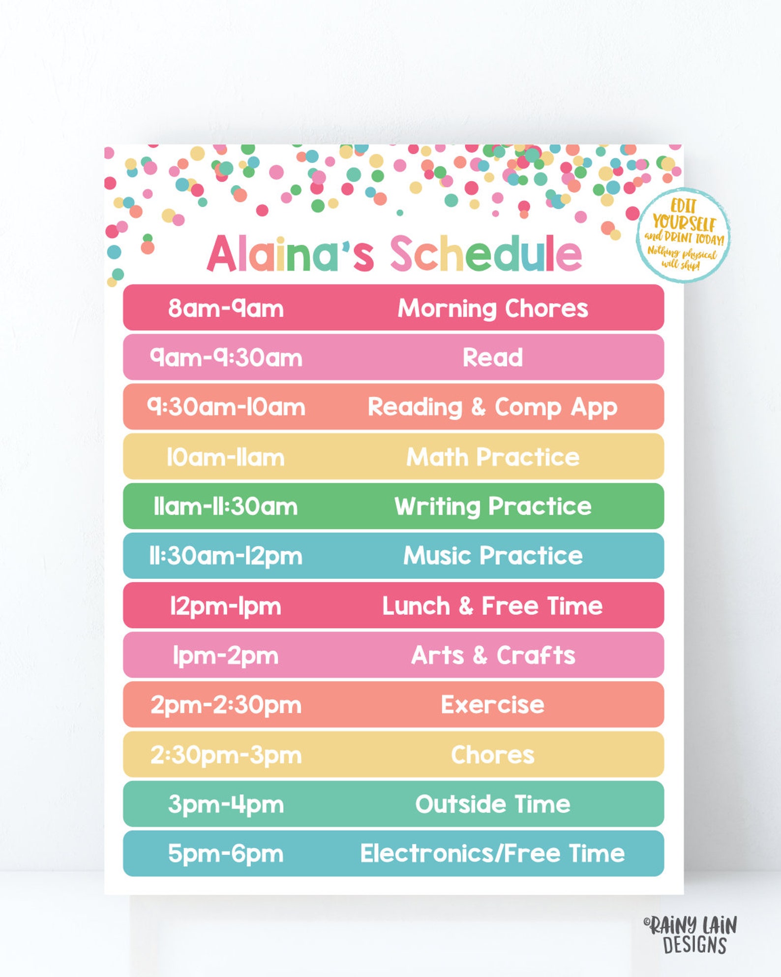Printable Kids Home School Schedule Editable Daily Schedule Etsy