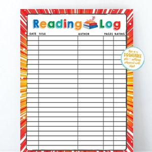 Reading Log Printable Reading Log for Kids, Spring Reading Log, Kids ...