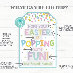 Hope Your Easter is Popping With Fun Tags Spring Gift Tags Popcorn Pop ...