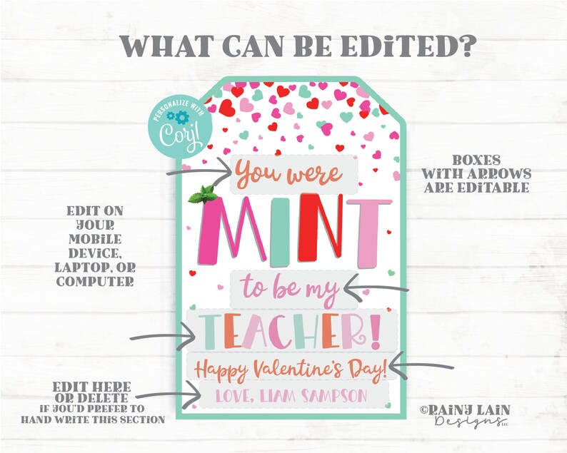 You Were Mint to Be My Teacher Valentine Tag Mint Cookies - Etsy