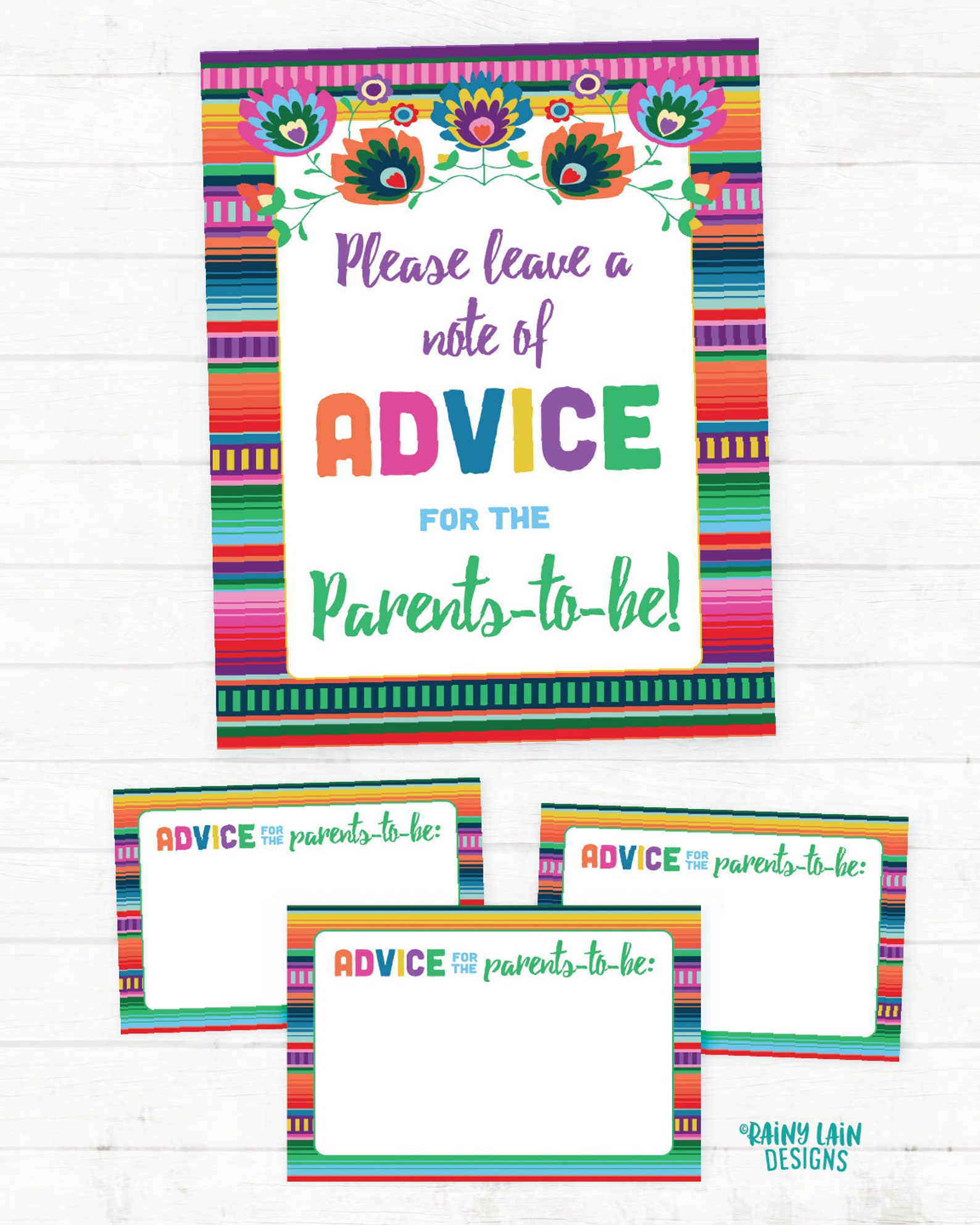 Advice for the Parents to Be Cards and Sign Fiesta Baby - Etsy