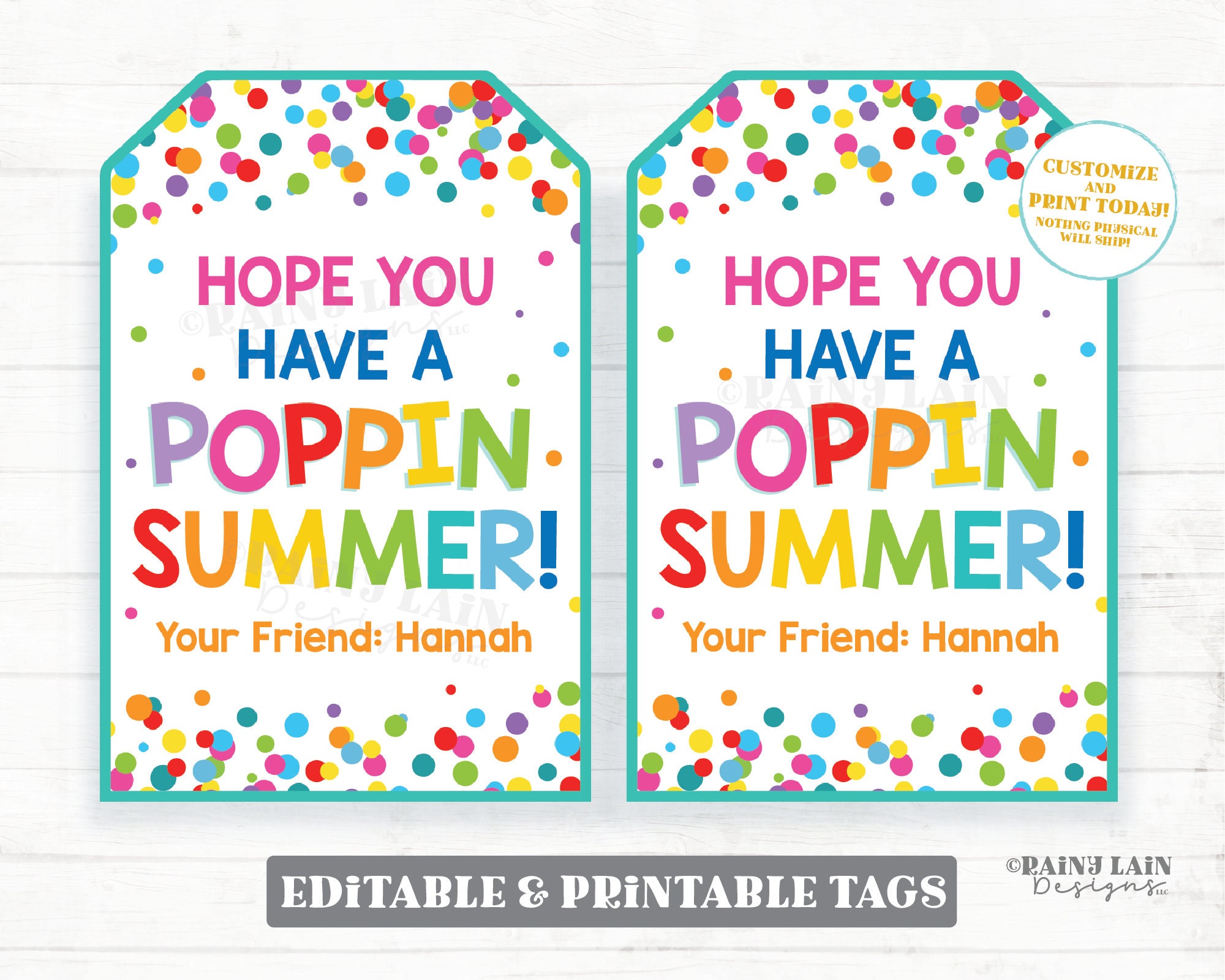 Hope You Have a Poppin Summer Tags End of School Year Gift Tags Popcorn ...