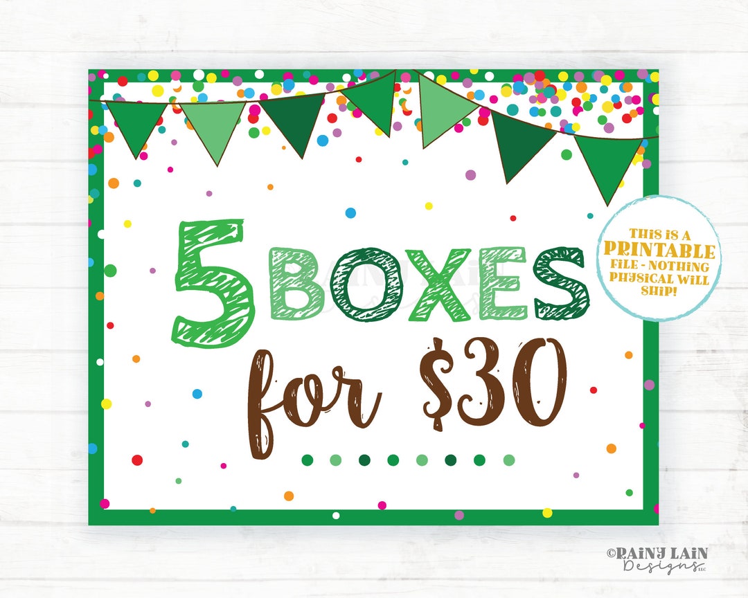 Cookie Pricing Sign, 5 for 30, Cookie Price Sign Cookie Booth Printable ...