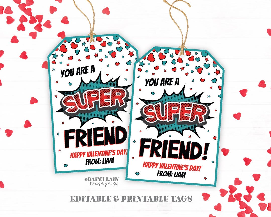 Superhero Valentine Tags, Printable Comic Book Valentines, Super Friend ...