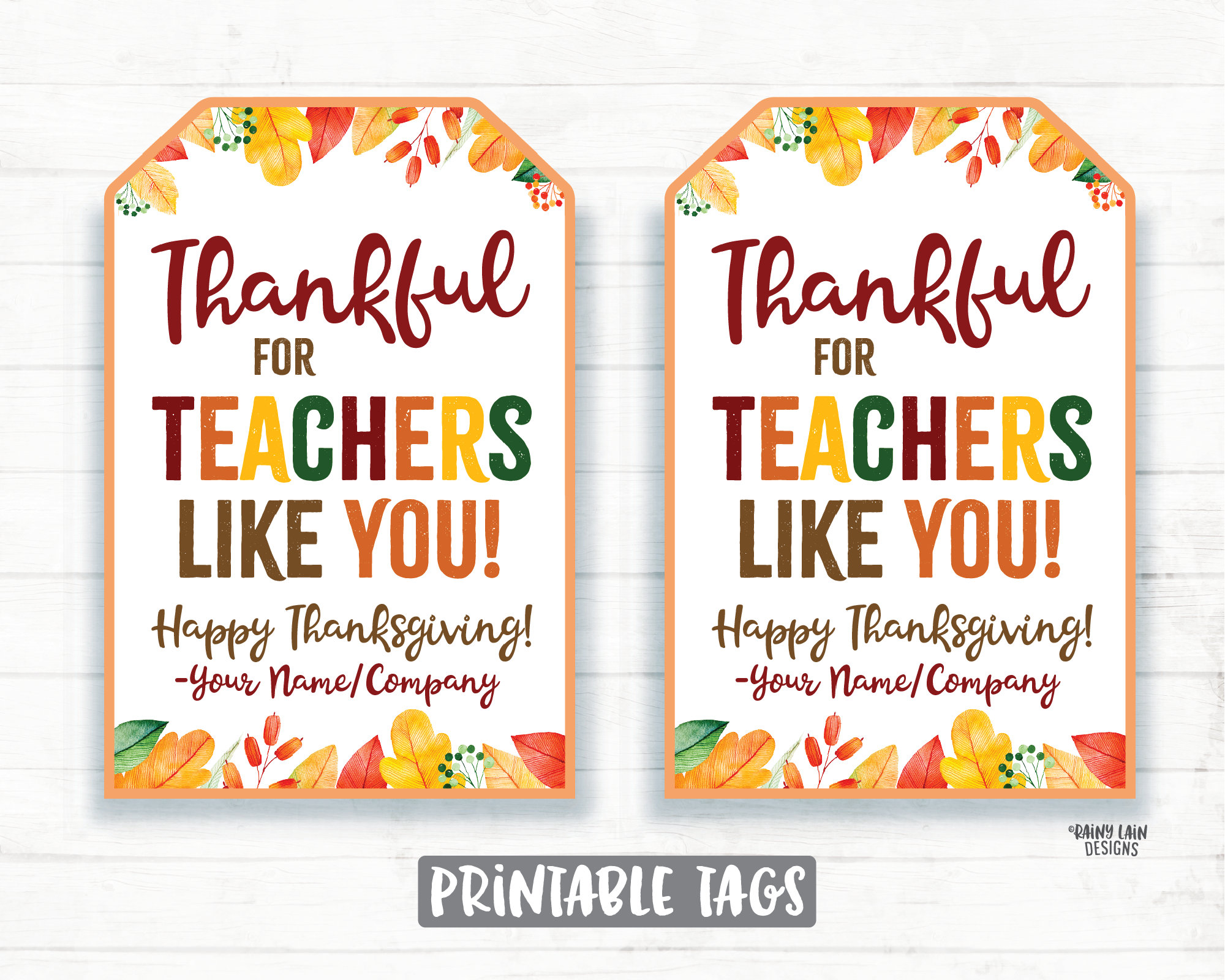 Thankful for Teachers Like You Tags, Thankful Tags, Pie Tags ...