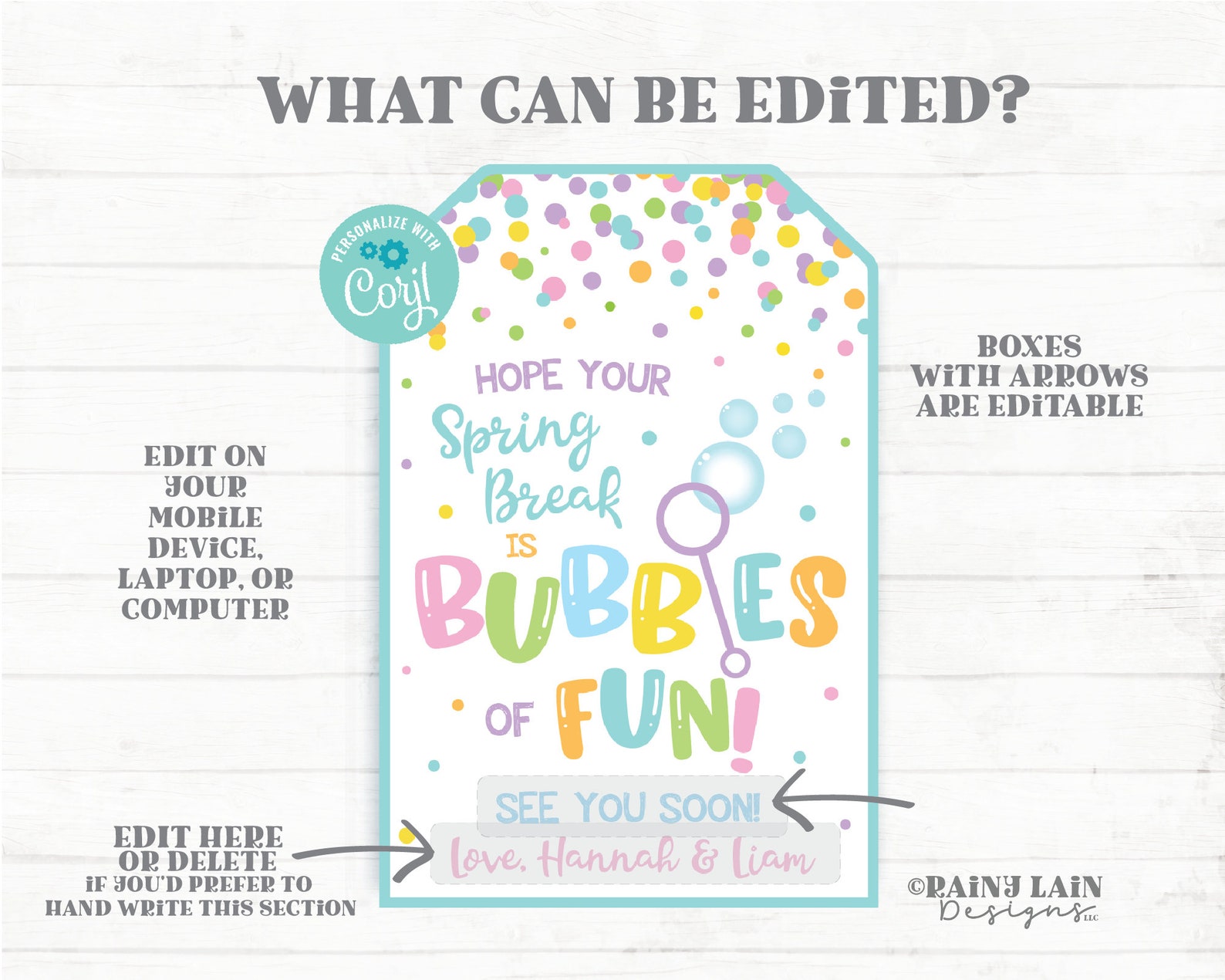 Hope Your Spring Break is Bubbles of Fun Tags Easter Spring - Etsy