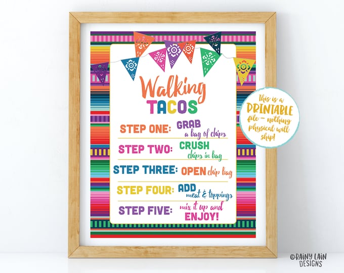 Walking Taco Bar Sign Walking Taco Sign Printable Wedding Taco Bar Sign ...