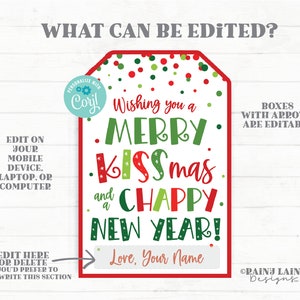 Merry Kissmas and Chappy New Year Tag Holiday Chapstick Christmas Lip ...