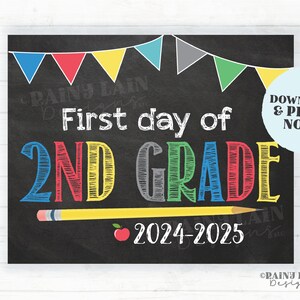 First Day of 2nd Grade Sign Boy Printable First Day of School Sign Back ...