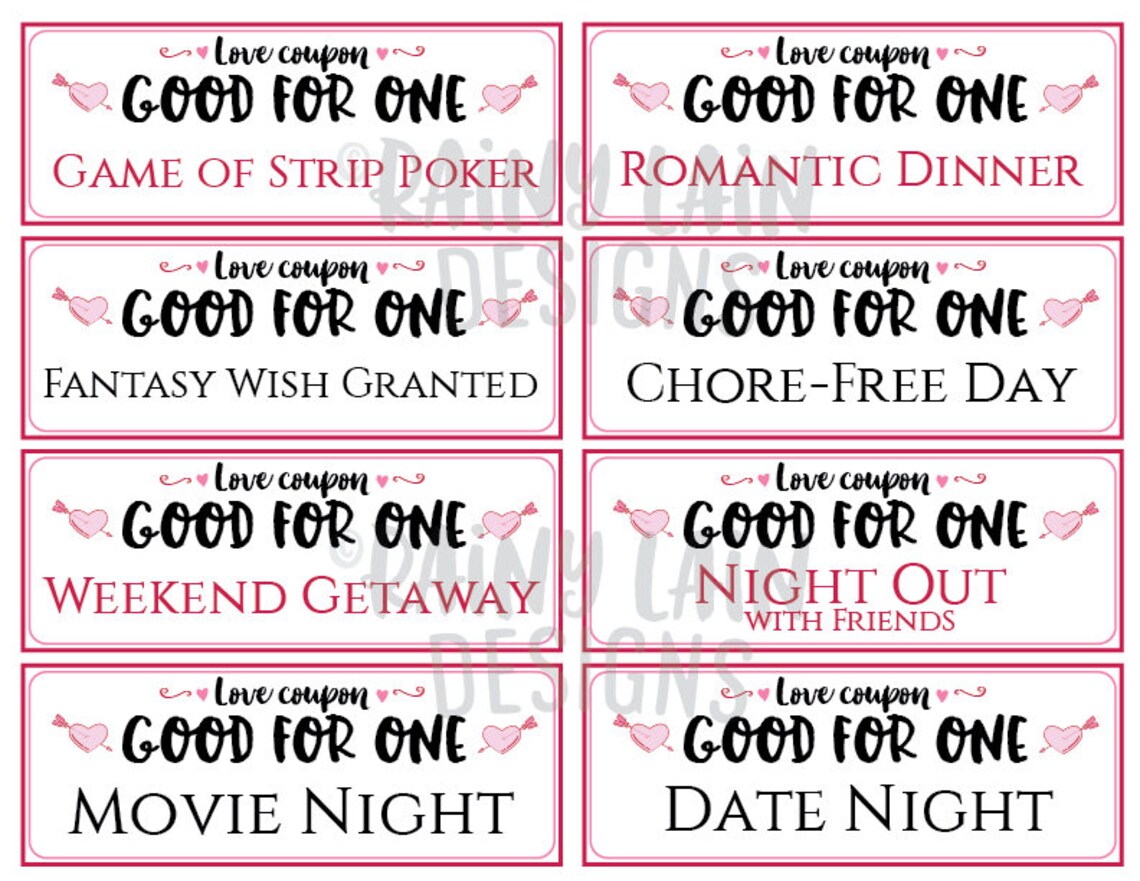 Valentine Printable Coupons Valentines Day Coupon Book | Etsy