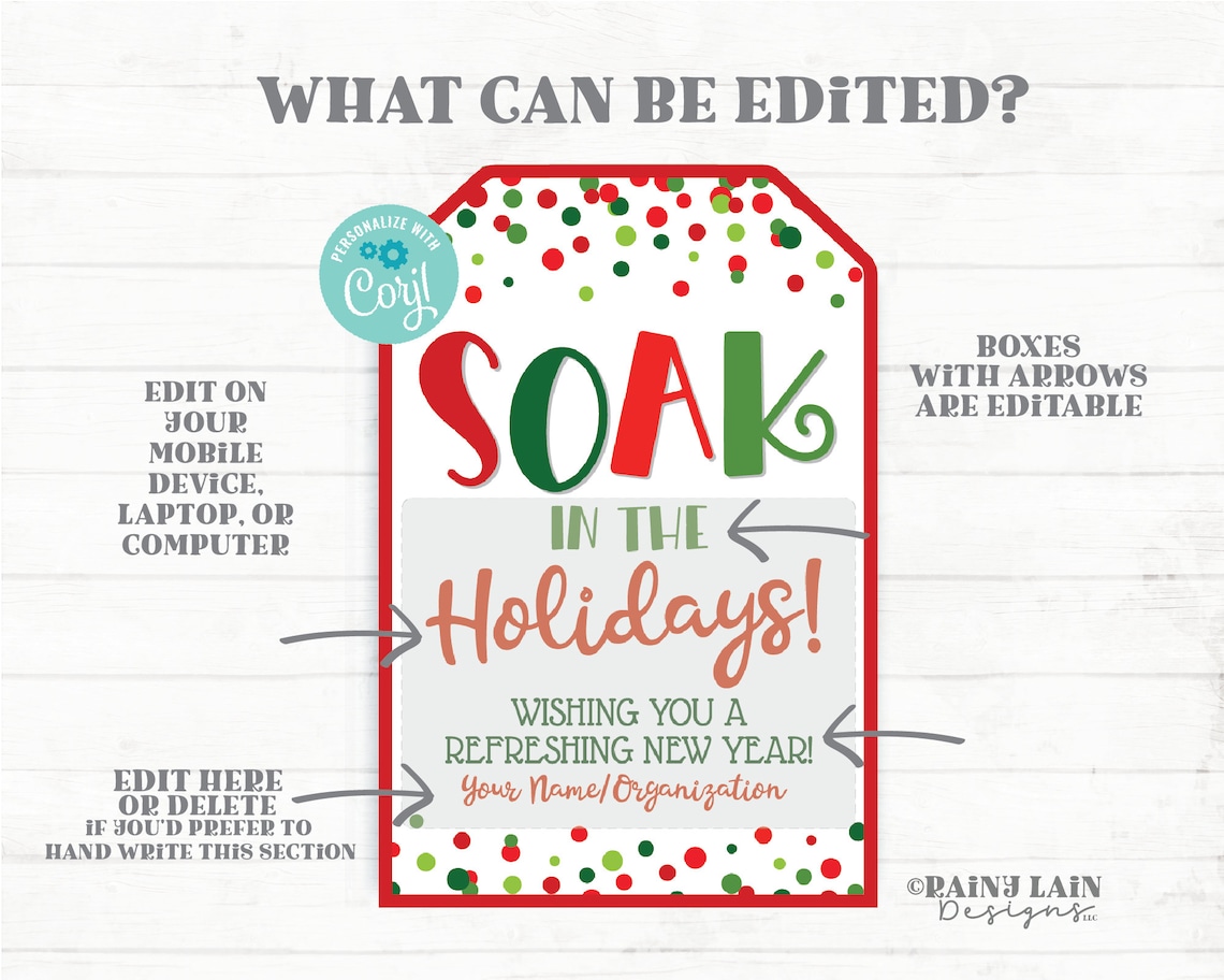 Soak in the Holidays Tag Christmas Gift Bath Bomb Salts Spa Foot Co ...