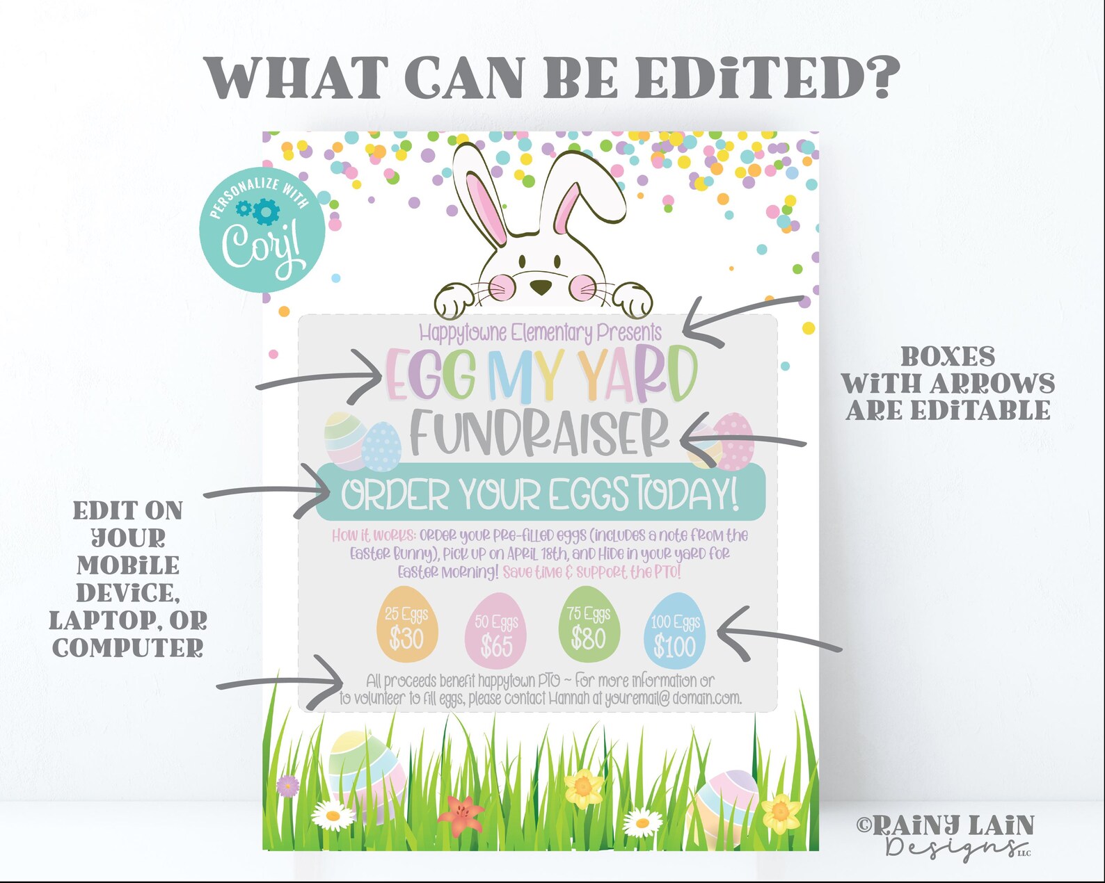 Editable Easter Egg My Yard Fundraiser Flyer Template, Printable School ...