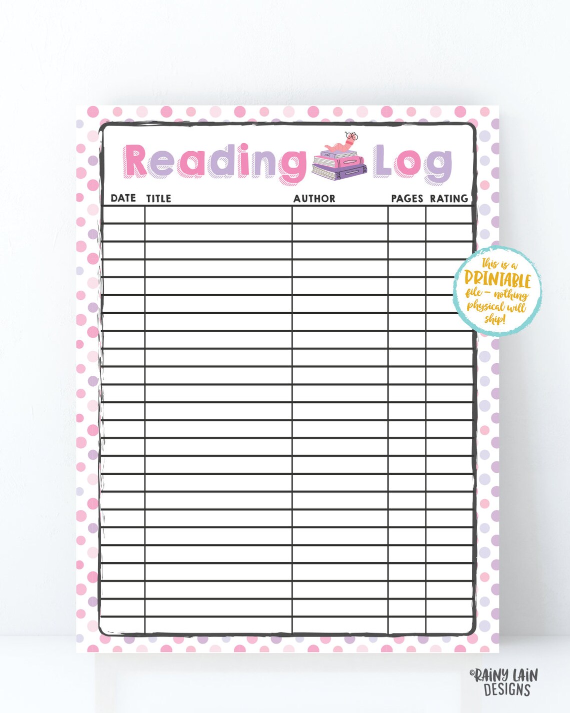 Reading Log Printable Reading Log for Kids Spring Reading - Etsy
