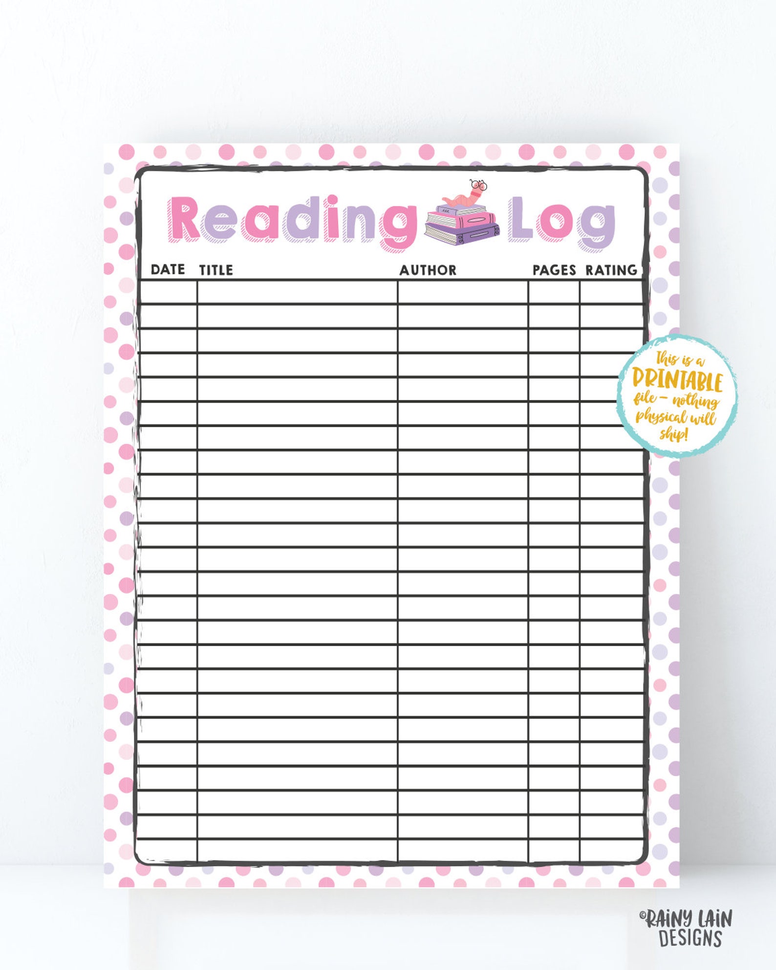 Reading Log Printable Reading Log for Kids Spring Reading - Etsy