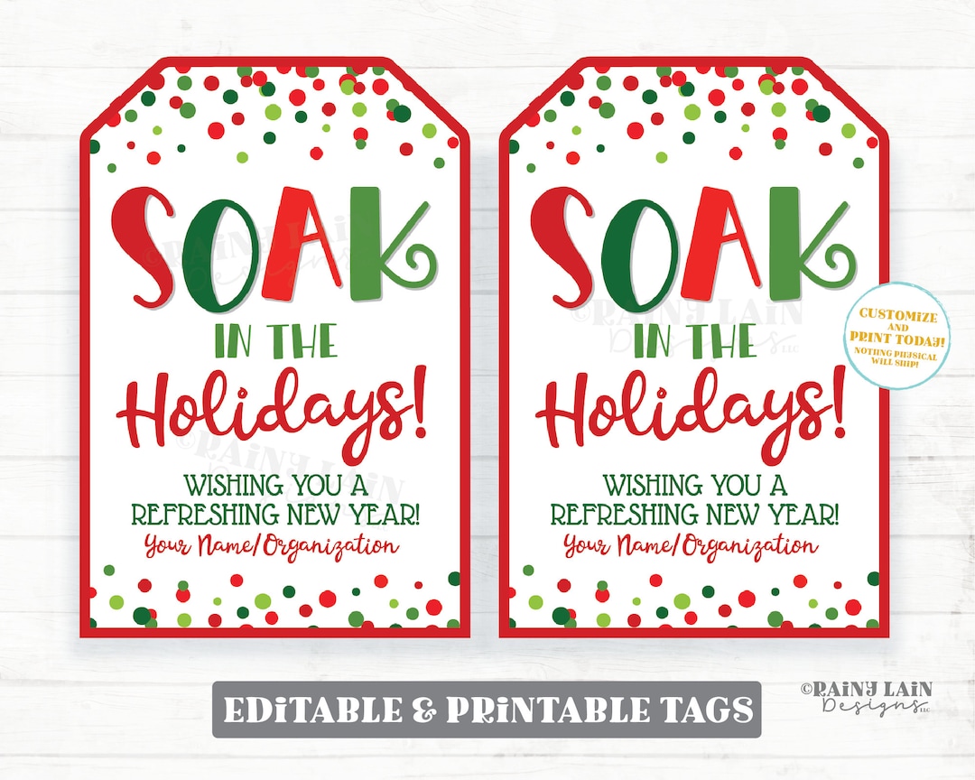Soak in the Holidays Tag Christmas Gift Bath Bomb Salts Spa Foot Co ...