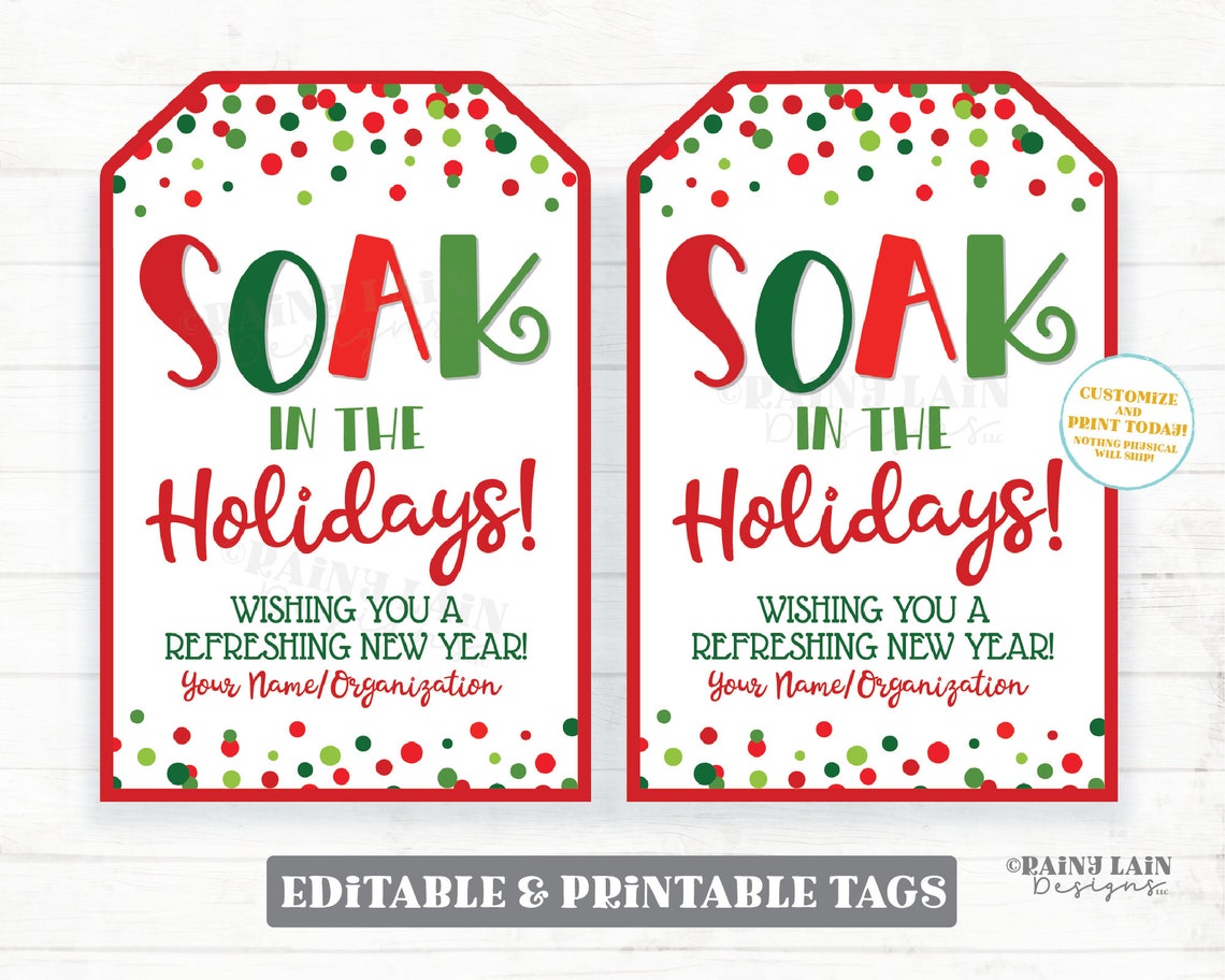 Soak in the Holidays Tag Christmas Gift Bath Bomb Salts Spa Foot Co ...