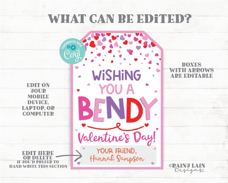 Bendy Valentine's Day Tag, Bendy Straw, Bendy Pencil, Bracelet, Bent ...