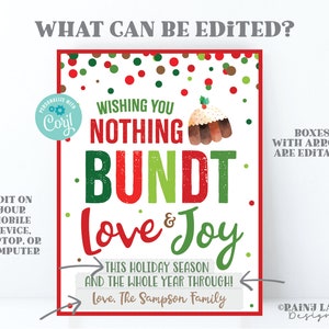 Bundt Cake Sign Christmas Nothing Bundt Joy and Love Holiday Gift ...