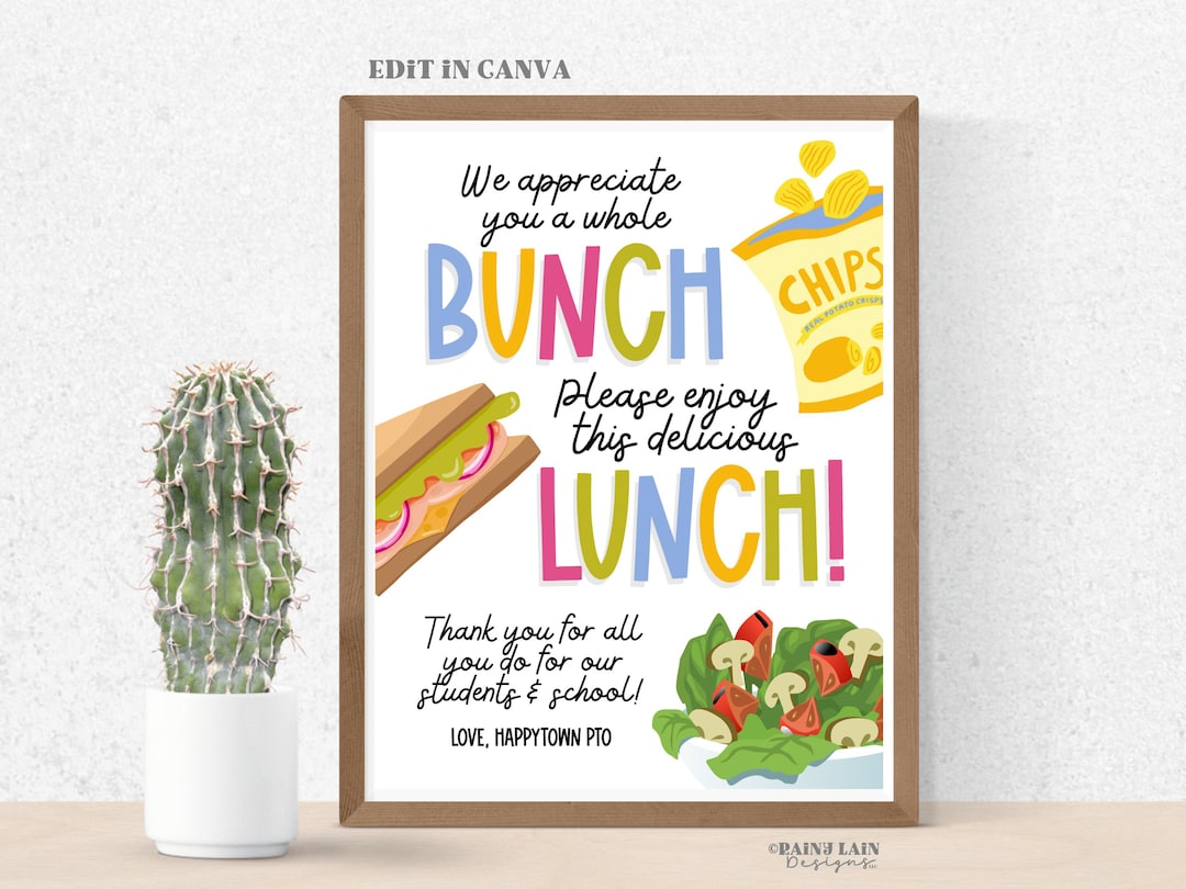 Editable Teacher Appreciation Week Sign Template, Lunch Sign, We ...