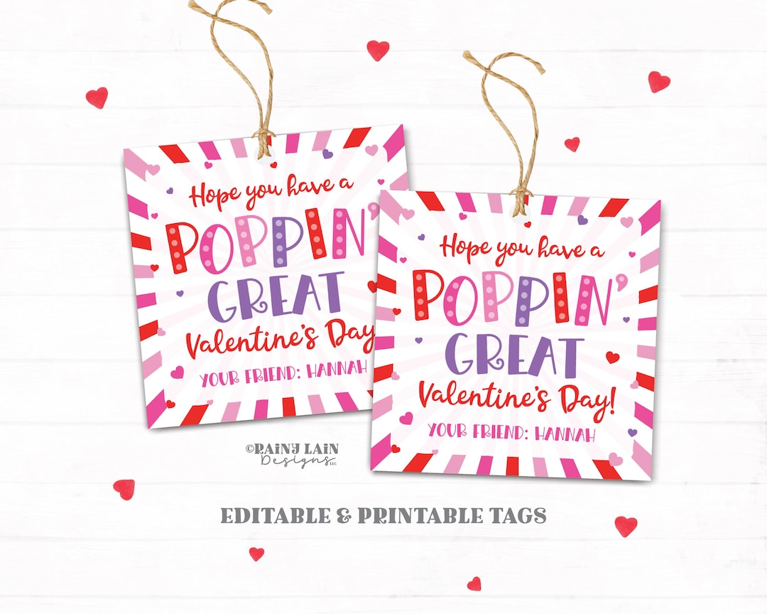 Poppin Great Valentines Day Tag, Pop Bracelet Gift, Popping Valentine ...