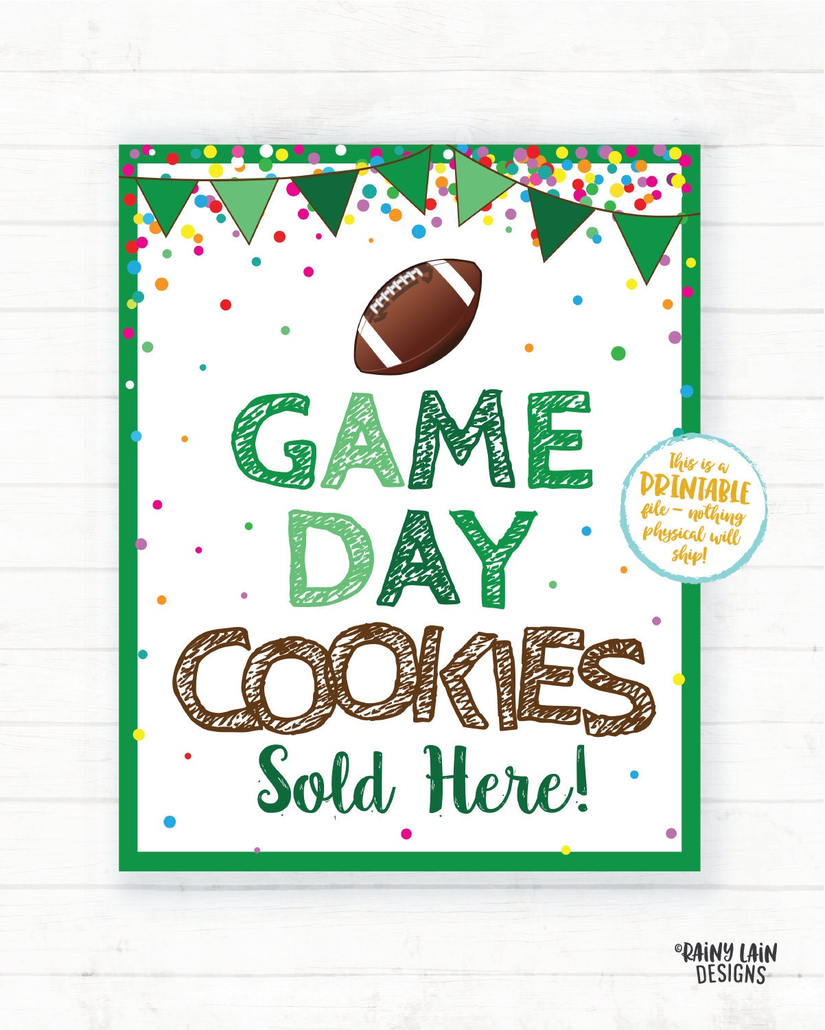 Game Day Cookies Sign, Football, Super Bowl Printable (digital Download ...
