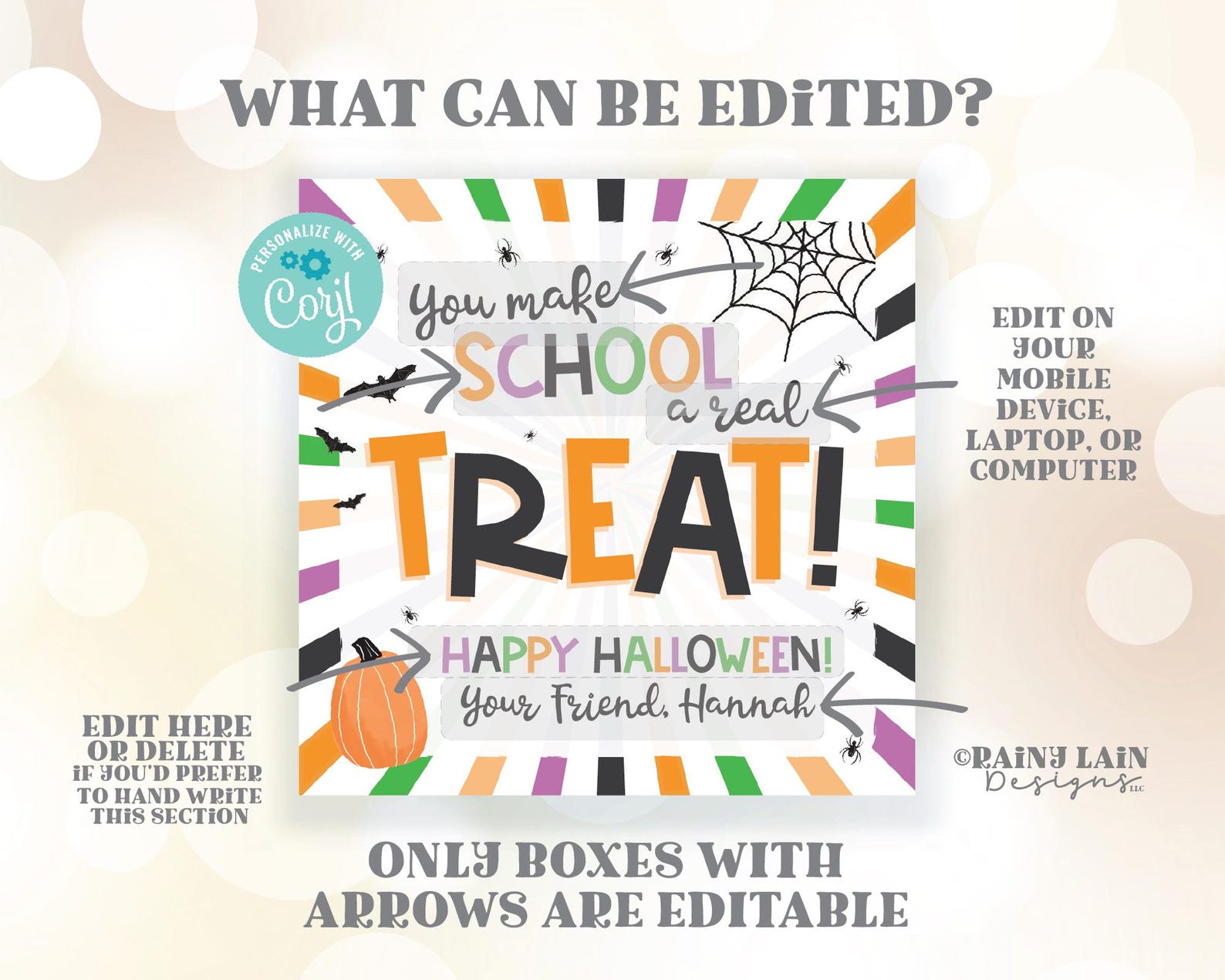 You Make School a Real Treat Halloween Gift Tag Trick or Treat Favor ...