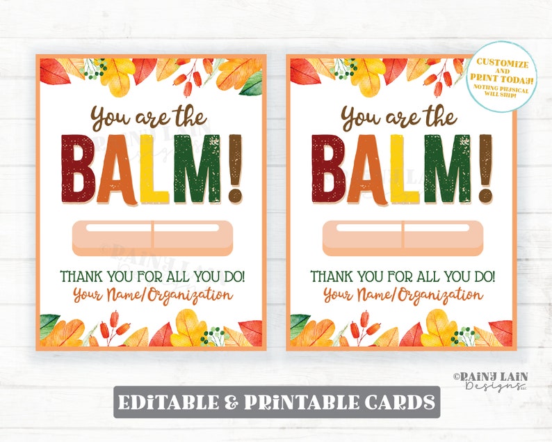 You're the Balm Card Lip Balm Chapstick Gift Tag Fall Chappy ...