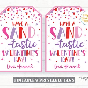 Sand-tastic Valentine's Day, Play Sand Valentine, Editable Gift Tag ...