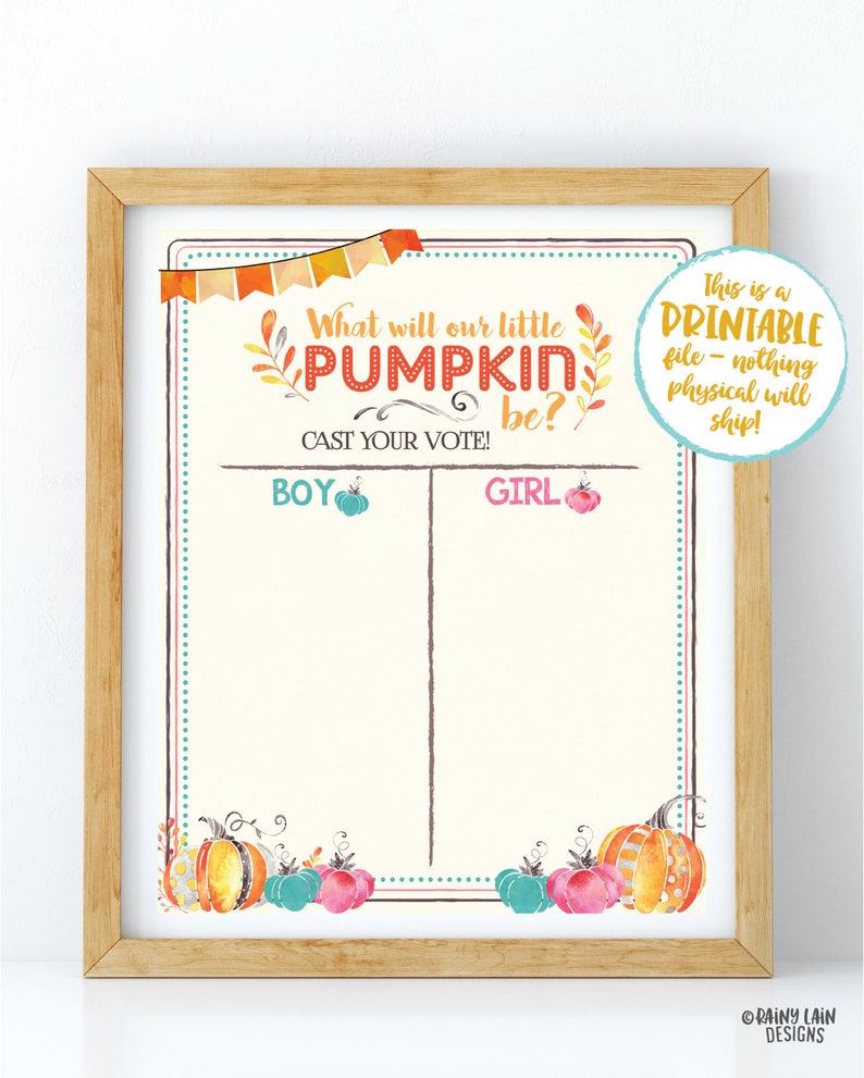 Pumpkin Gender Reveal Voting Sign Gender Reveal Voting - Etsy