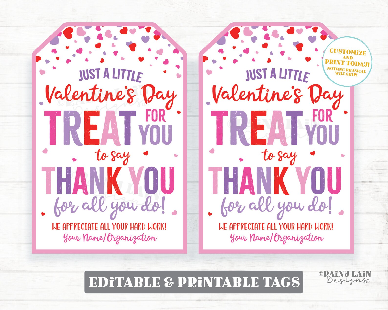 Valentine's Day Treat Tag Valentine Appreciation Gift Tags - Etsy