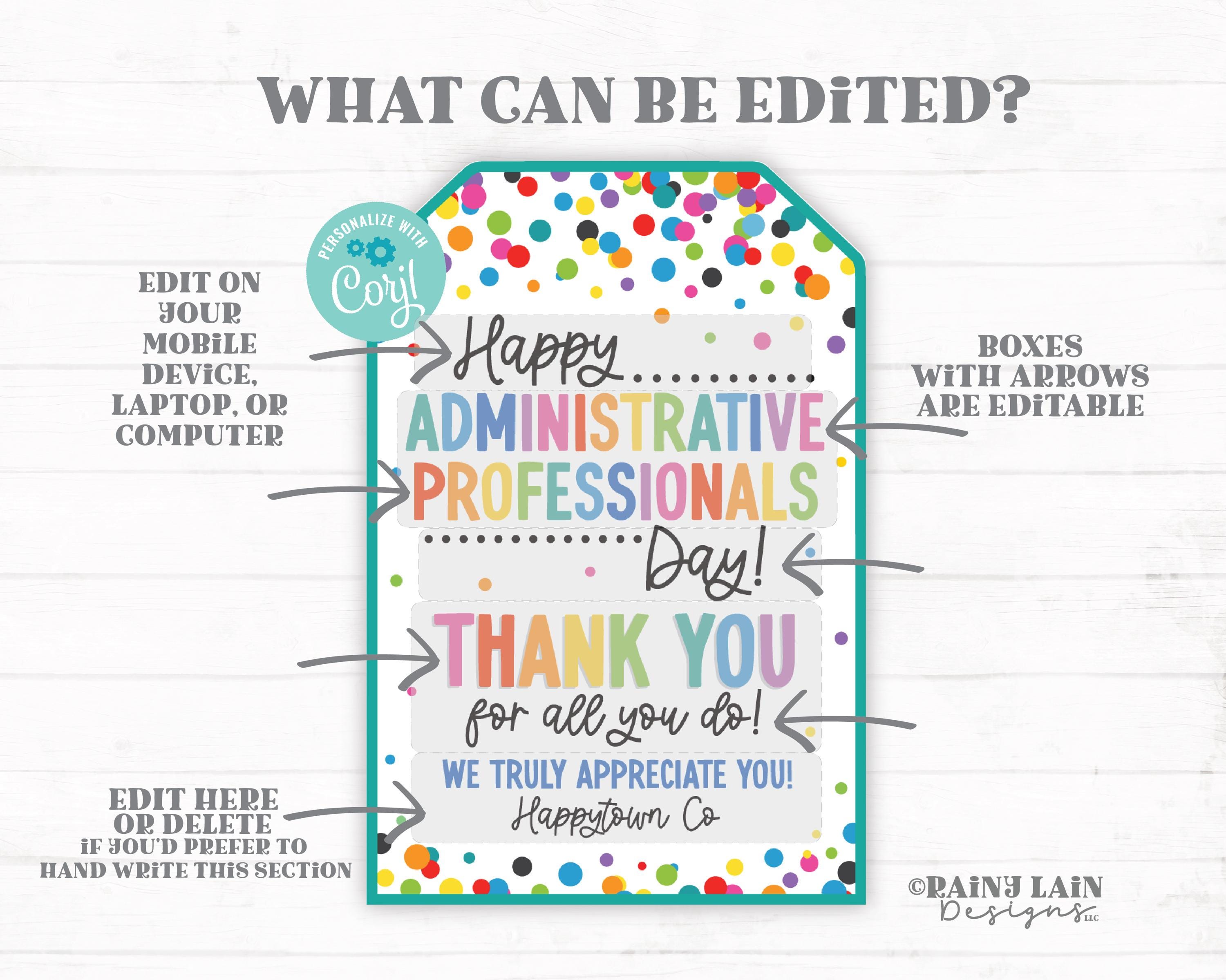 Happy Administrative Professionals Day Gift Tag, Office Staff ...