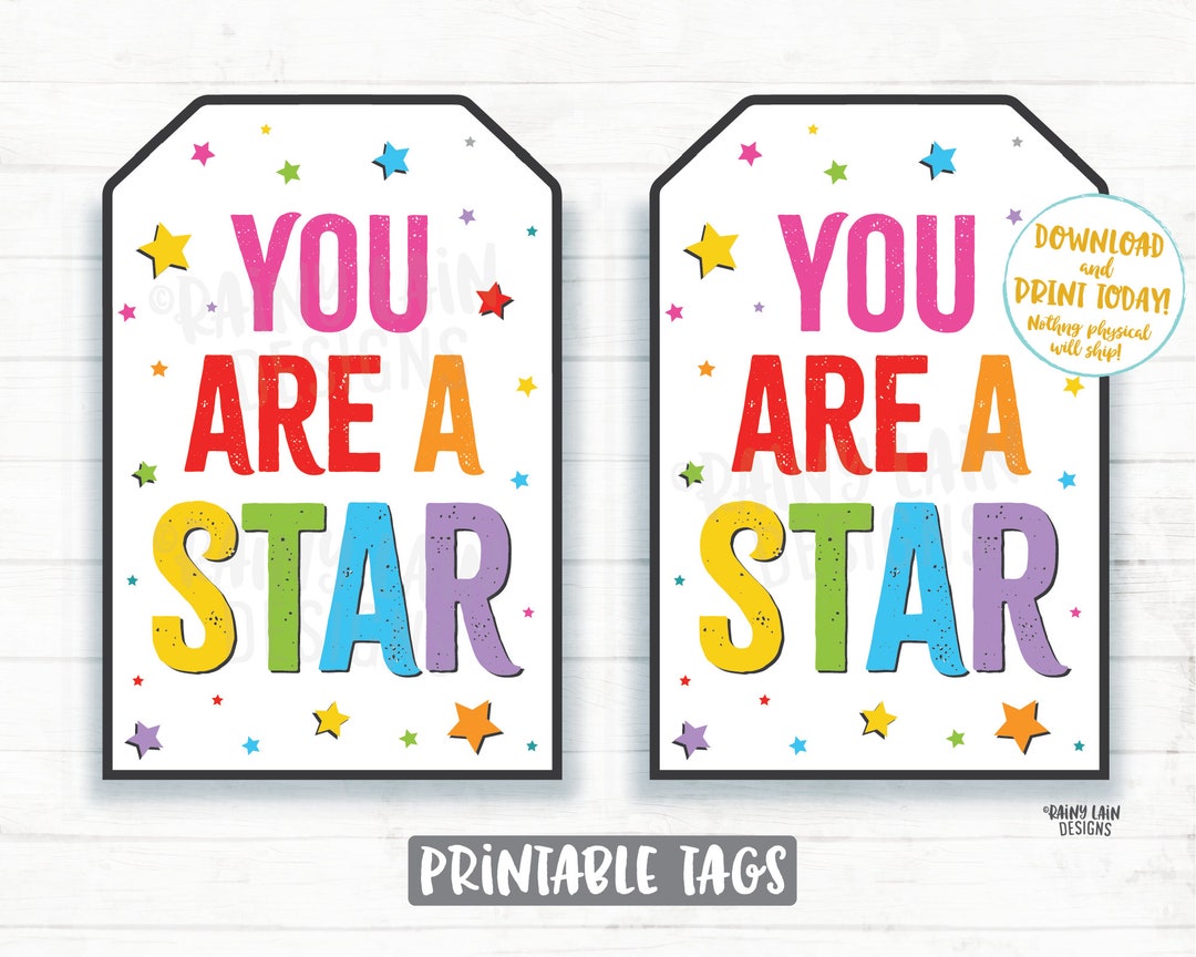 You Are a Star Gift Tag Printable Appreciation Gift Tag, Employee Co ...