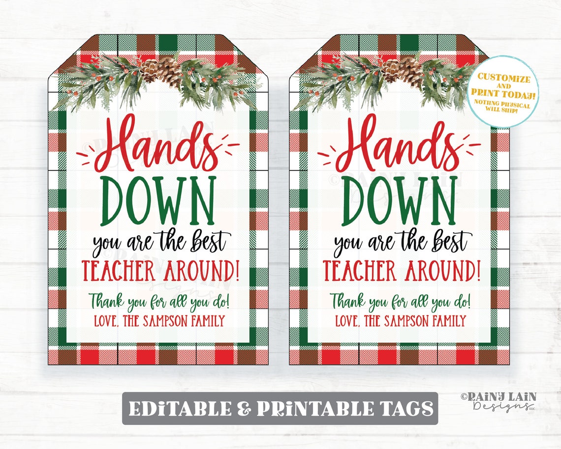 Hands Down You're the Best Around Tag Editable Christmas Sanitizer Gift ...