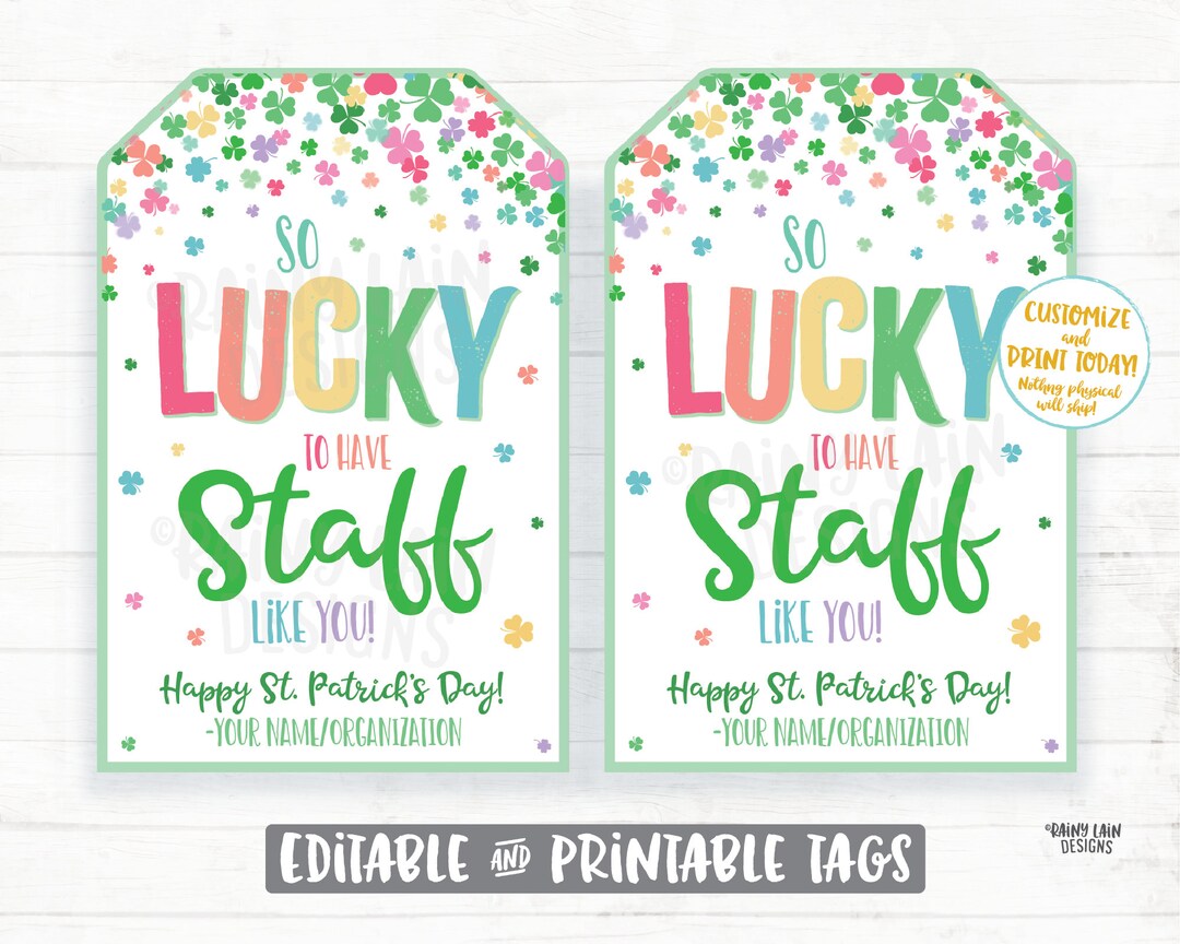 Lucky to Have Staff Like You St Patrick's Day Employee Gift Tag ...