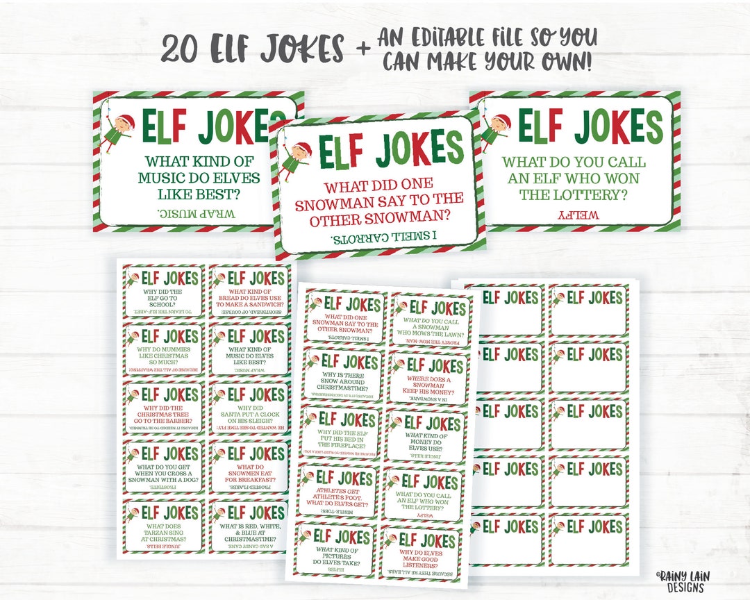 Elf Jokes, Elf Notes, Elf Printables, Editable Elf Jokes, Printable Elf ...