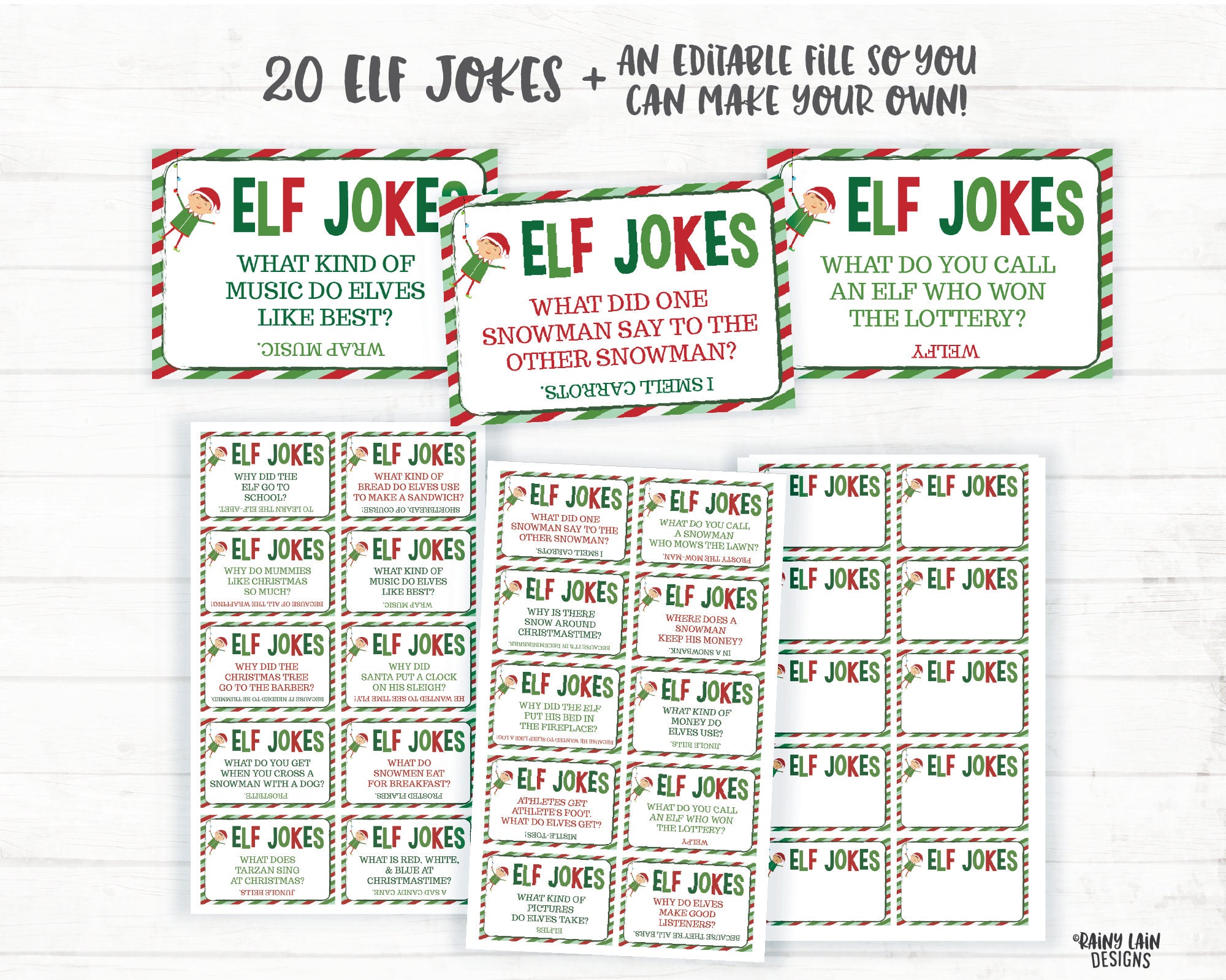 Elf Jokes, Elf Notes, Elf Printables, Editable Elf Jokes, Printable Elf ...