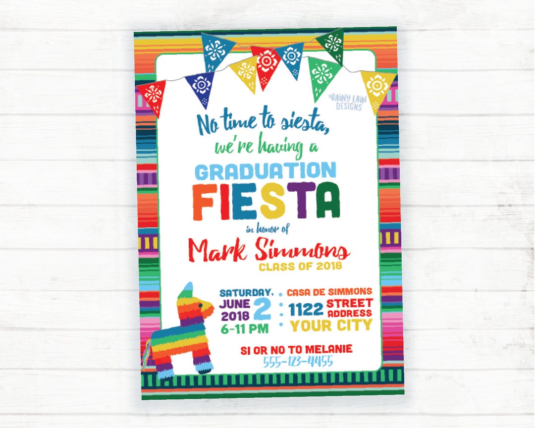 Fiesta Graduation Invitation, Piñata, Graduation Fiesta Invite ...