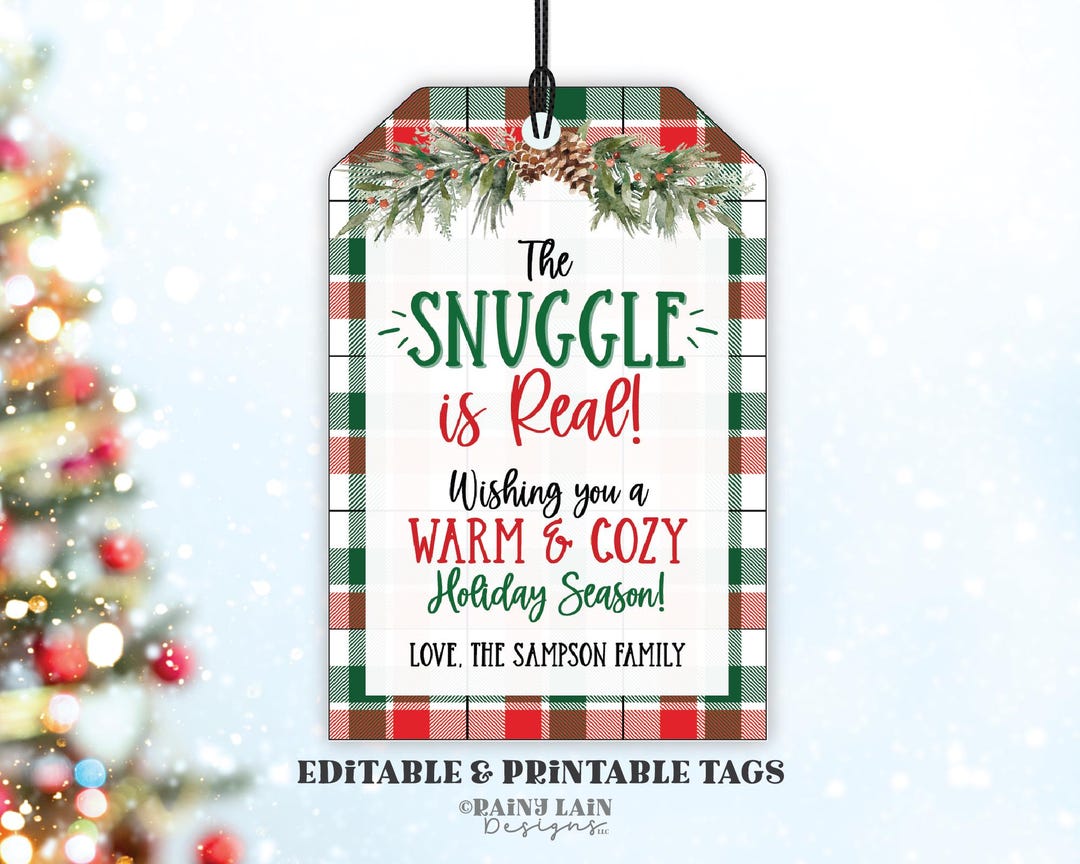 The Snuggle is Real Gift Tag, Christmas, Holiday, Blanket, Throw ...