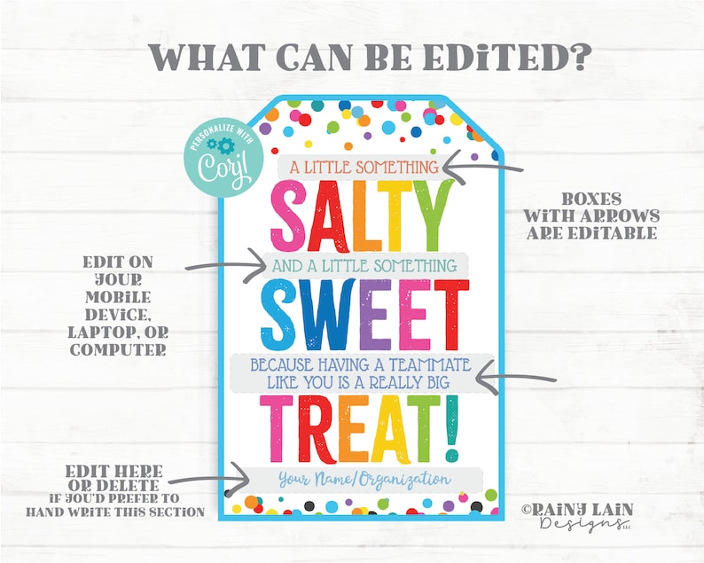 Salty Sweet Treat Tag, Something Salty and Sweet, Teammate Like You is ...