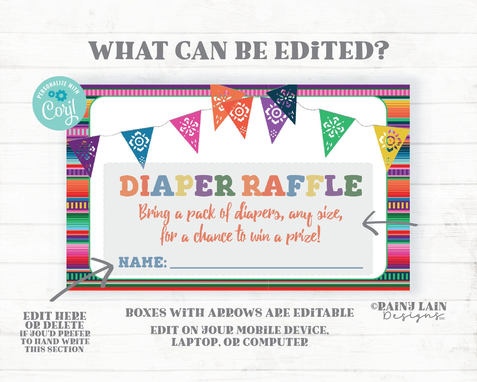 Fiesta Diaper Raffle Inserts Fiesta Baby Shower Invitation - Etsy