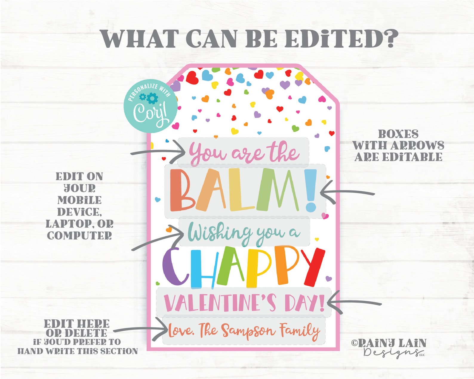 Lip Balm Valentine's Day Tag, You're the Balm Chappy, Chapstick ...