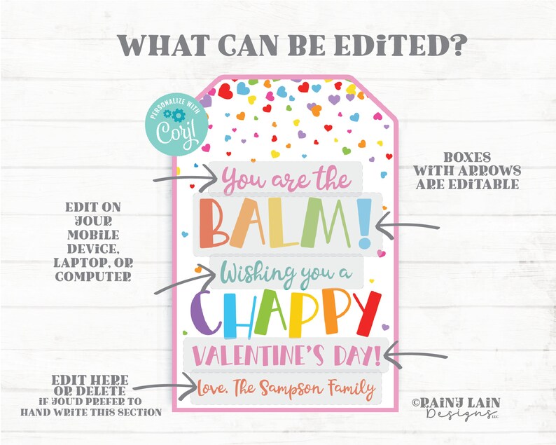 Lip Balm Valentine's Day Tag, You're the Balm Chappy, Chapstick ...