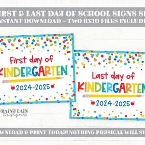First and Last Day of Kindergarten Sign Set 1st Day of Kinder Printable ...