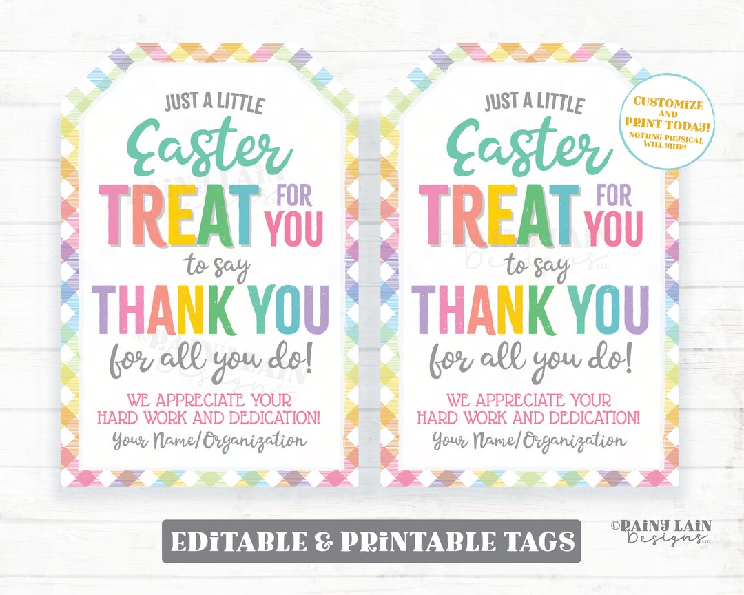 Easter Treat for You to Say Thank You for All You Do Tag Spring Plaid ...