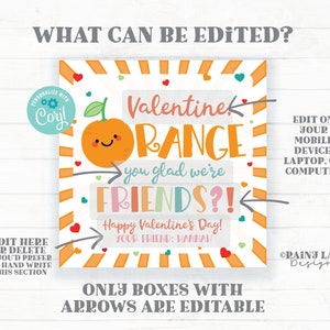 Orange You Glad We're Friends Valentine Tags, Cutie Clementine ...